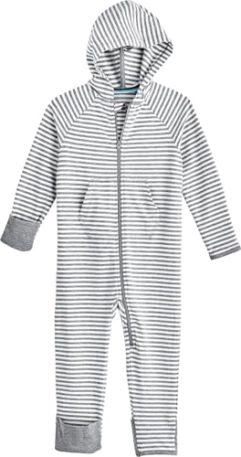 Coolibar UPF 50+ Baby LumaLeo 360 Coverage Bodysuit - Sun Protective (12-18 Months- Grey/White)
