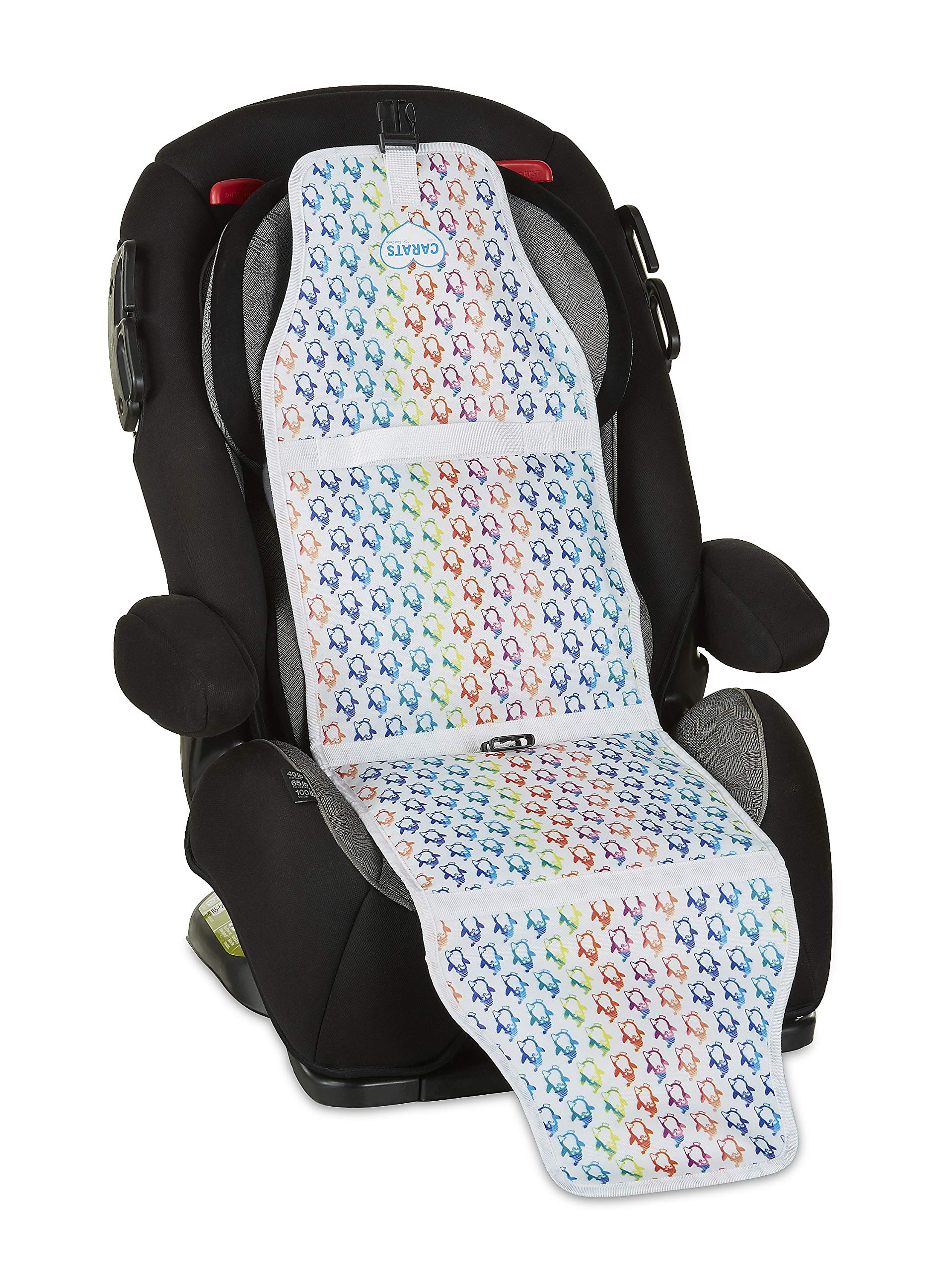 Carats Car Seat Cooler for Baby with COOLTECH - Baby Car Seat Cooling Pad (Penguin Rainbow)