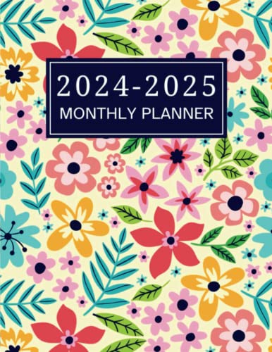 2024-2025 Monthly Planner: 2 Years From January 2024 to December 2025, Time Management Organizer With Section Notes & Passwords Pages, Floral Cover
