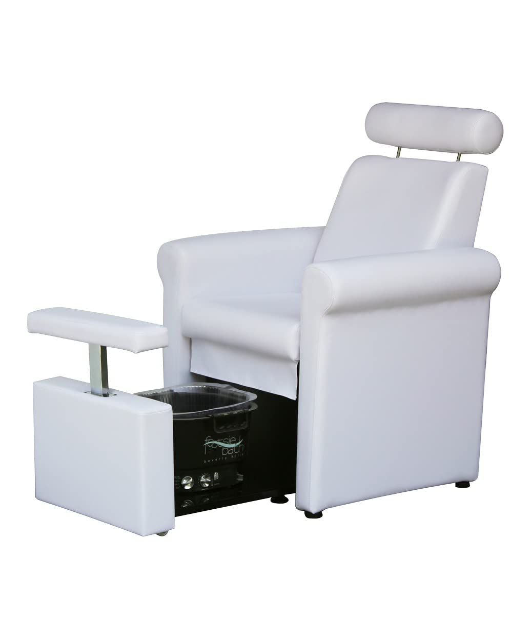 Buy-Rite Salon & Spa Equipment Mona Lisa Plumb Free Pedicure Chair, No Plumbing Pedicure Station for Professional Spas and Salons, Reclining Backrest & Pull Out Leg Rest (White)