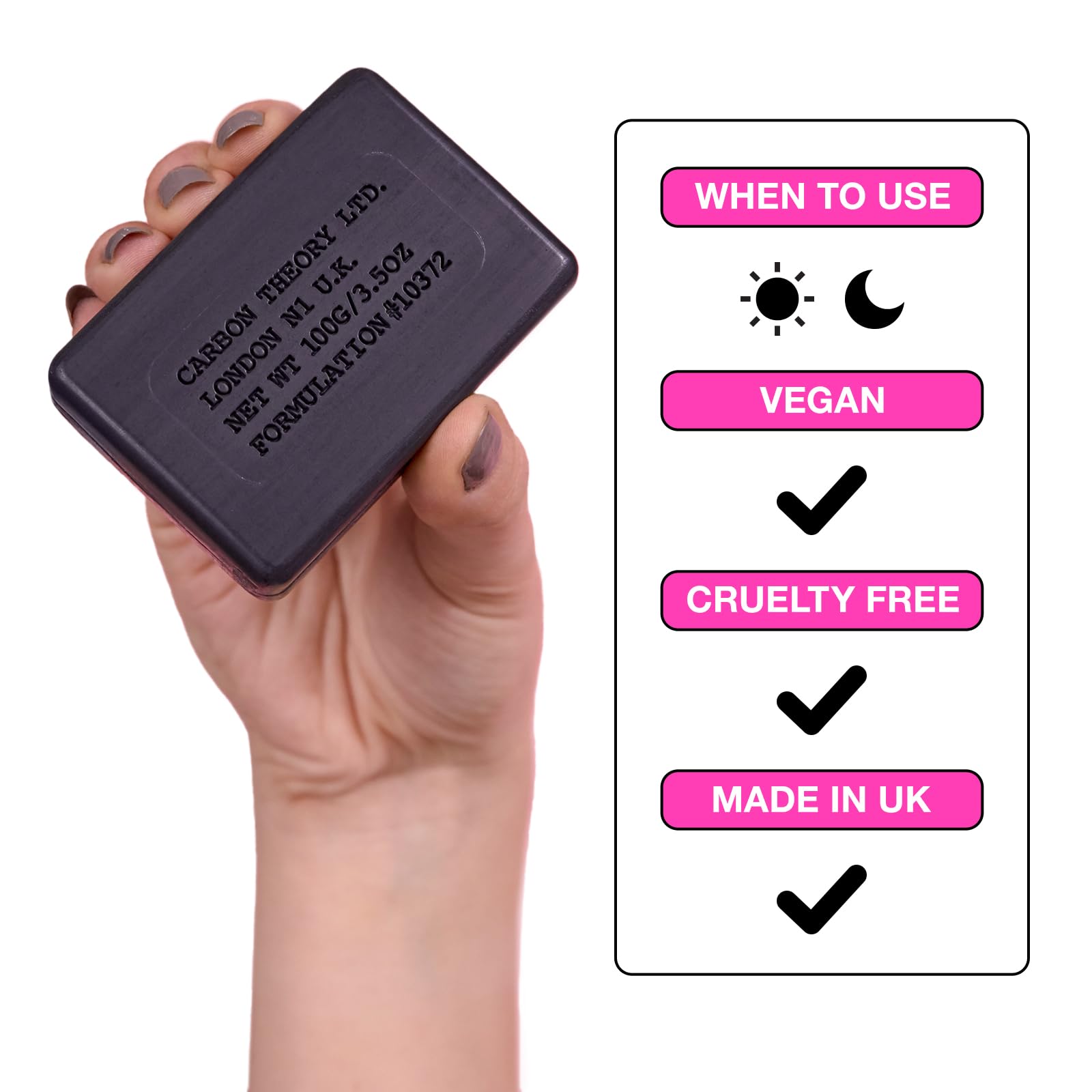Carbon Theory | Charcoal & Tea Tree Oil Facial Cleansing Bar in Resealable Travel Pack | 100g