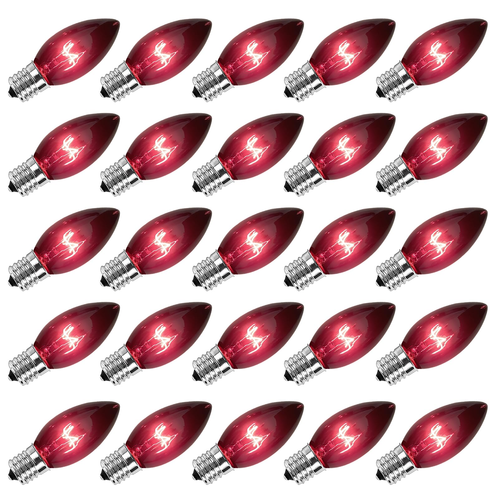 25 Pack C9 Halloween Replacement Bulbs, Black Halloween Bulbs Dark Purple Light for Indoor Outdoor Patio Halloween Christmas Party String Lights, 7W Incandescent, C9/E17 Intermediate Base