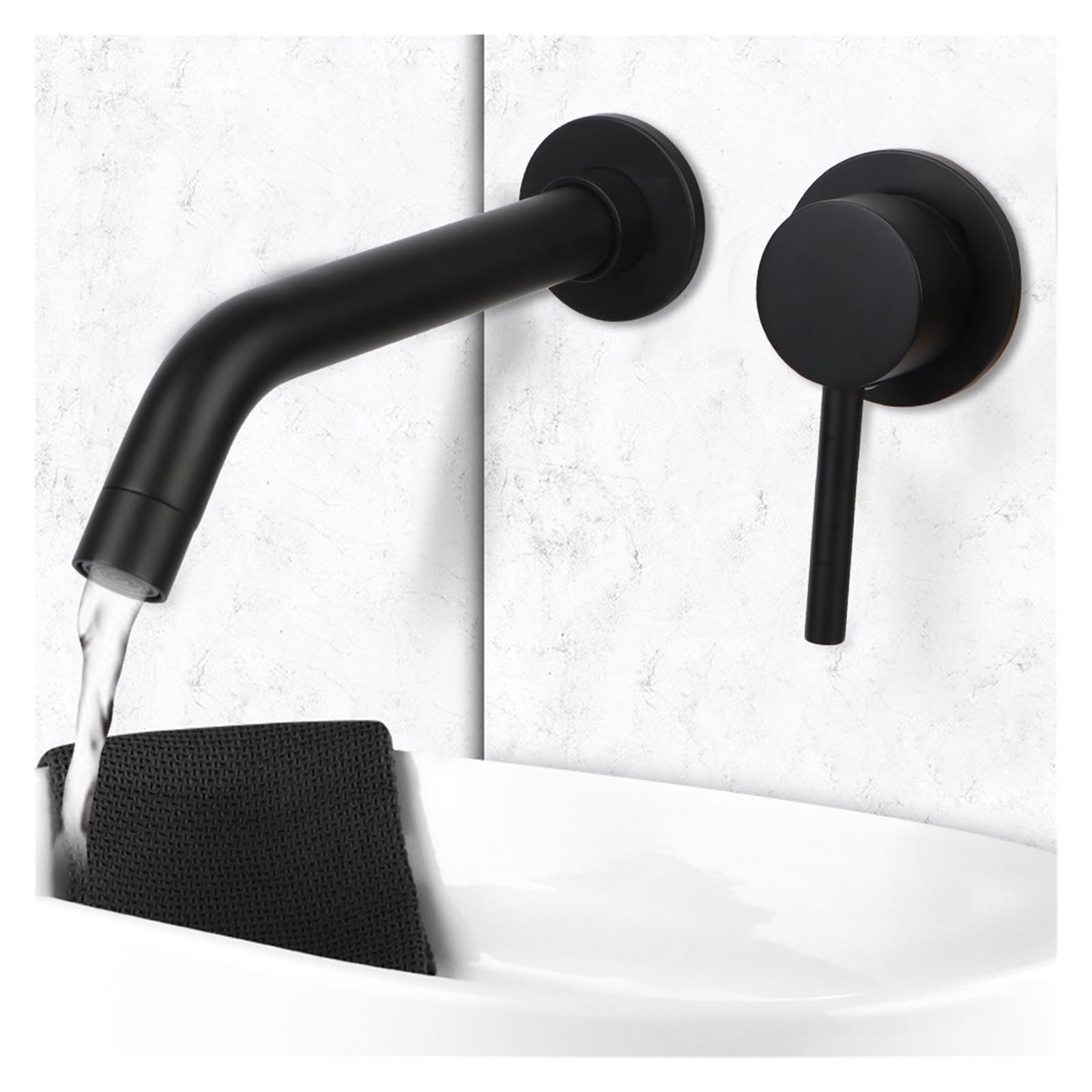 InEarz Kitchen Tap Brass Faucet Matte Black Bathroom Sink Faucet Tap, Water Swivel Spout Wall Mounted Bath Mixer Hot Cold Wash Basin Hot Cold Water, Vessel Basin Faucet, lz322