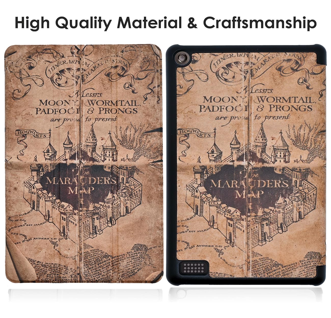 Case Fits Kindle Fire 7 Tablet (9th/7th Generation, 2019 Release), PU Leather Folio Protective Case Stand Shell Back Cover with Auto Sleep/Wake, Magic Map Vintage