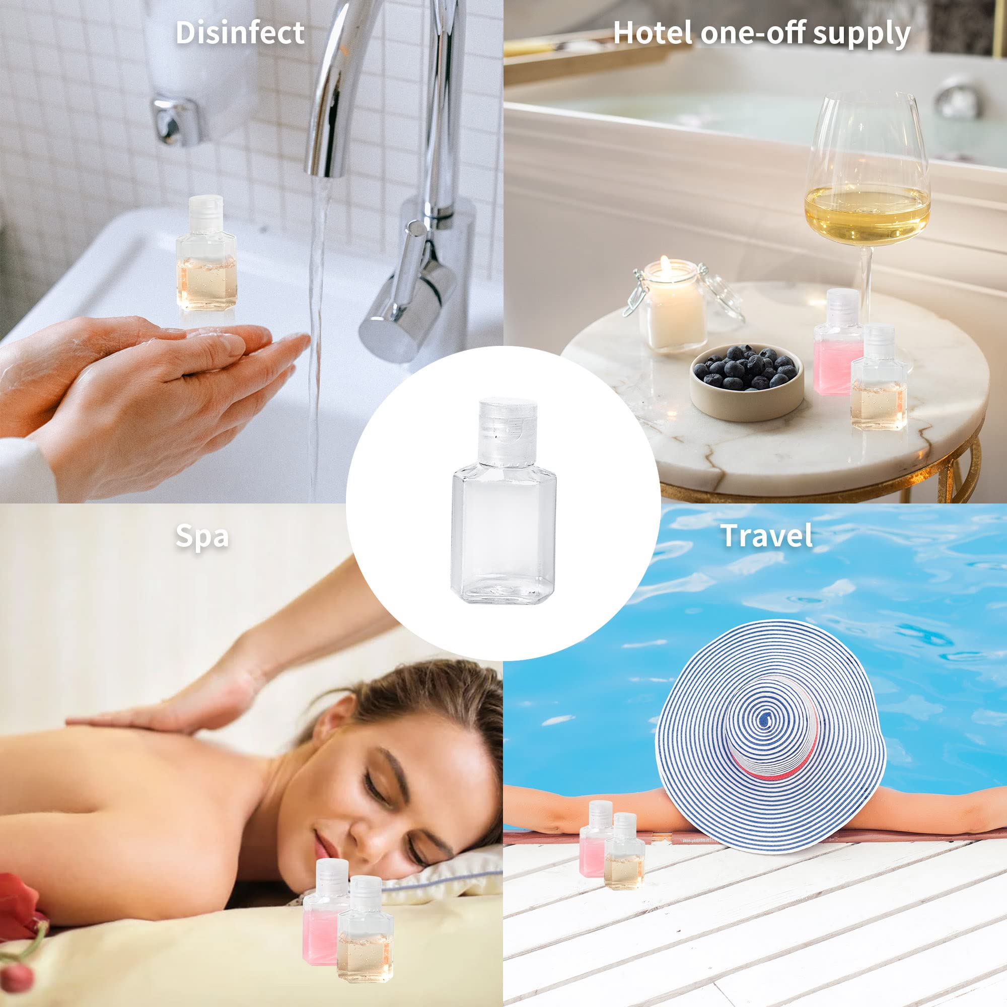 50 Pcs 1 oz Hand Sanitizer Bottles Empty Clear Travel Bottles Refillable Plastic Containers with Flip Cap for Outdoor, Camping and Trip