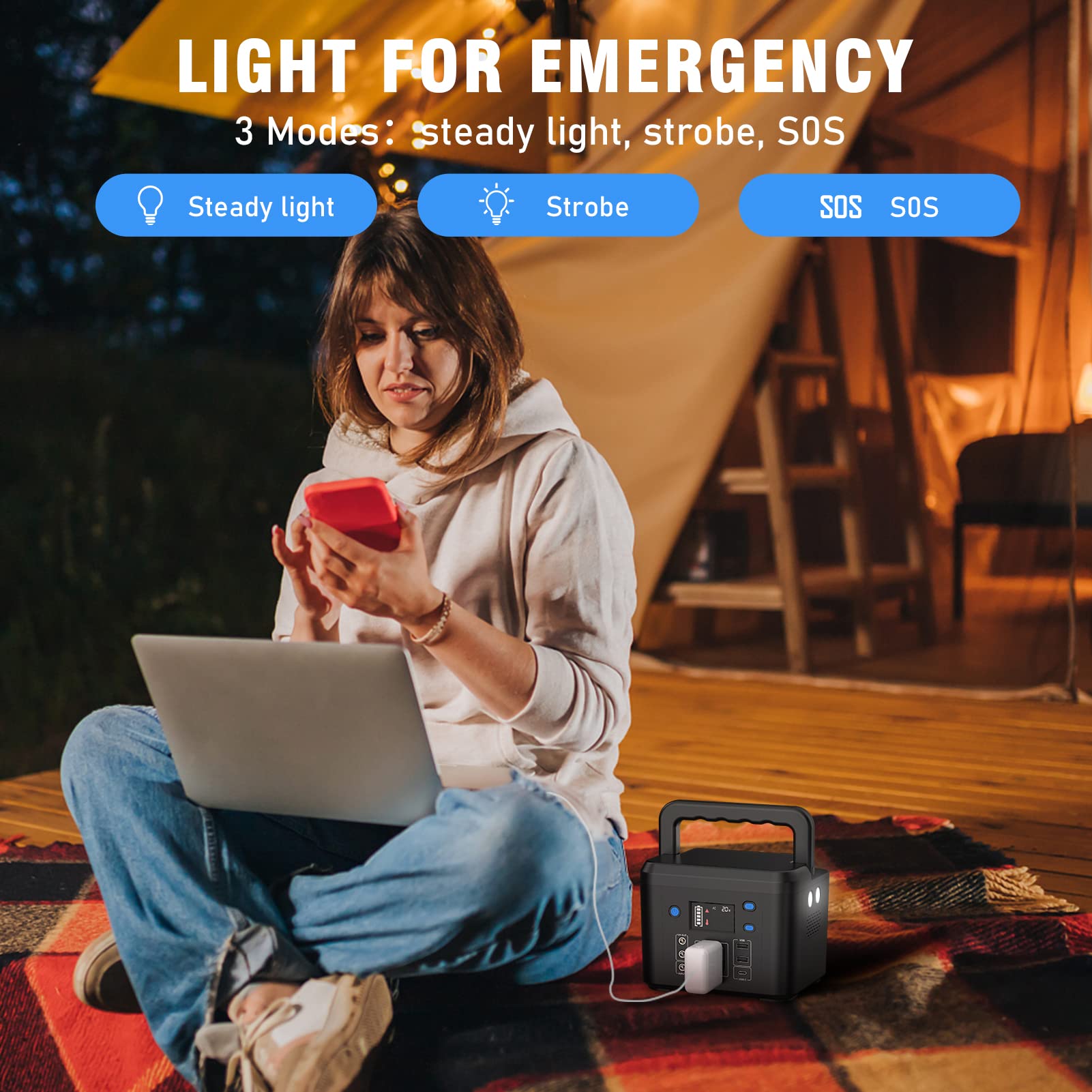 200W Solar Generator with Panel, Powkey 120Wh/200W Portable Power Station with 60W Foldable Solar Panel for Outdoor Camping