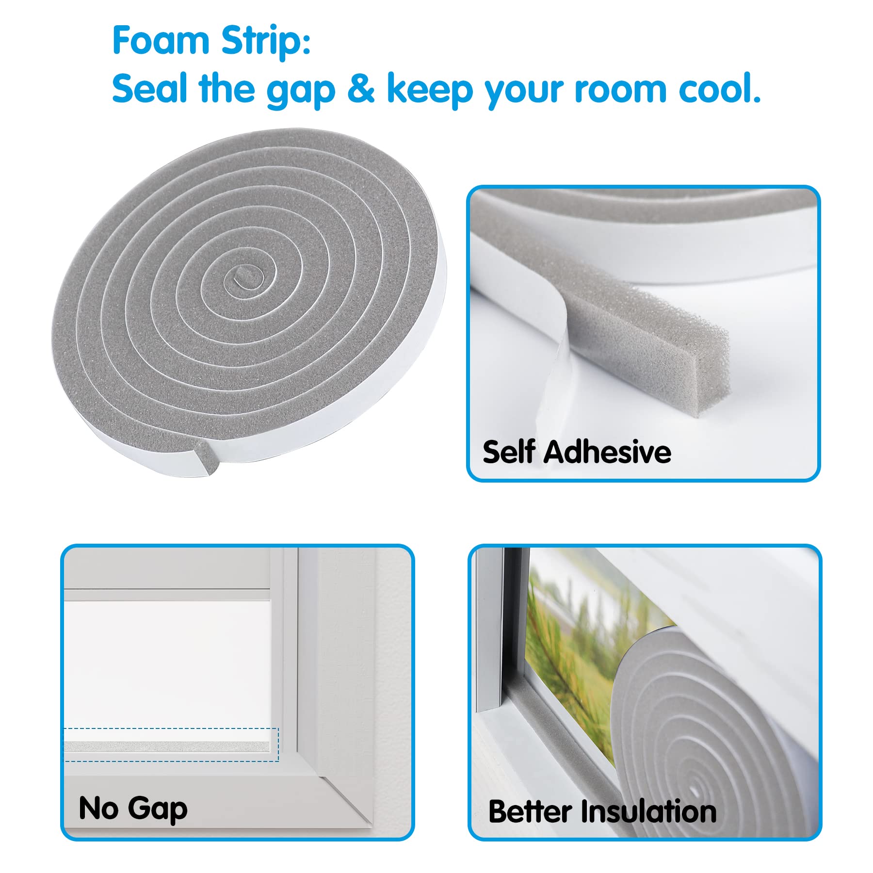Air Jade Portable Air Conditioner Window Kit, Universal Fit AC Exhaust Hose of 5" Diameter, Sliding Window Vent Kit with Foam Seal Strip, Adjustable AC Window Kit for Mobile Air Conditioner