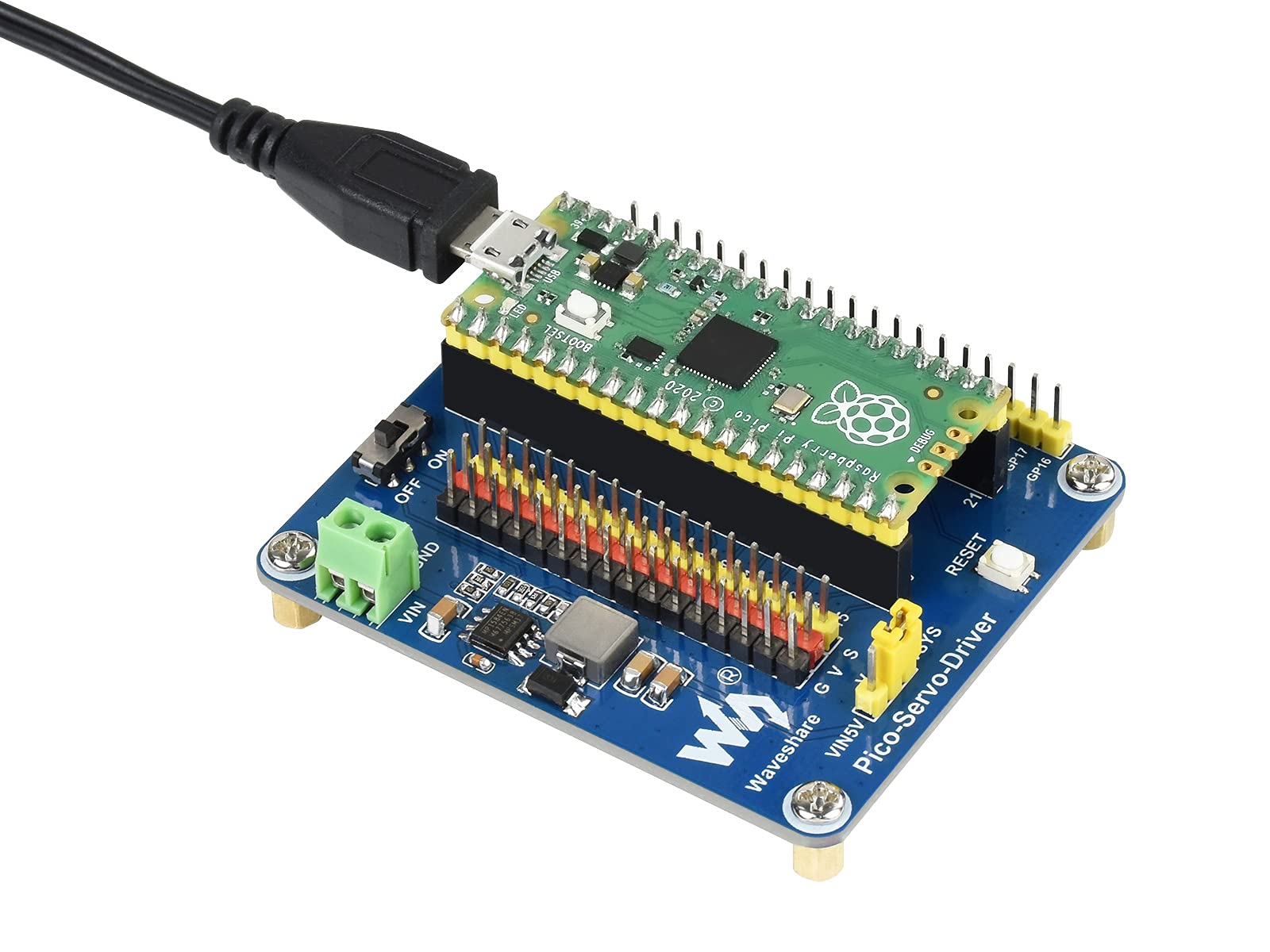 TOP1 Waveshare Raspberry Pi Pico Servo Drive Expansion Board Support 16 Channels 16-bit Resolution Standard Servo Interface 5V Voltage Regulator Chip