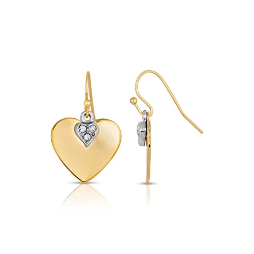 1928 Jewelry European Crystal Accent Heart Drop Earrings