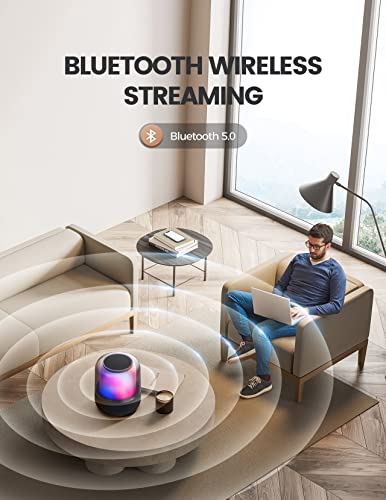 50W Subwoofer Bluetooth Speaker, Night Lights Speaker with Beat-Driven Light Show, True Wireless Stereo Pairing/Aux/TF Card, 24Hrs Playtime, Punchy Bass Loud for Party Home, Decoration Gift Lamp