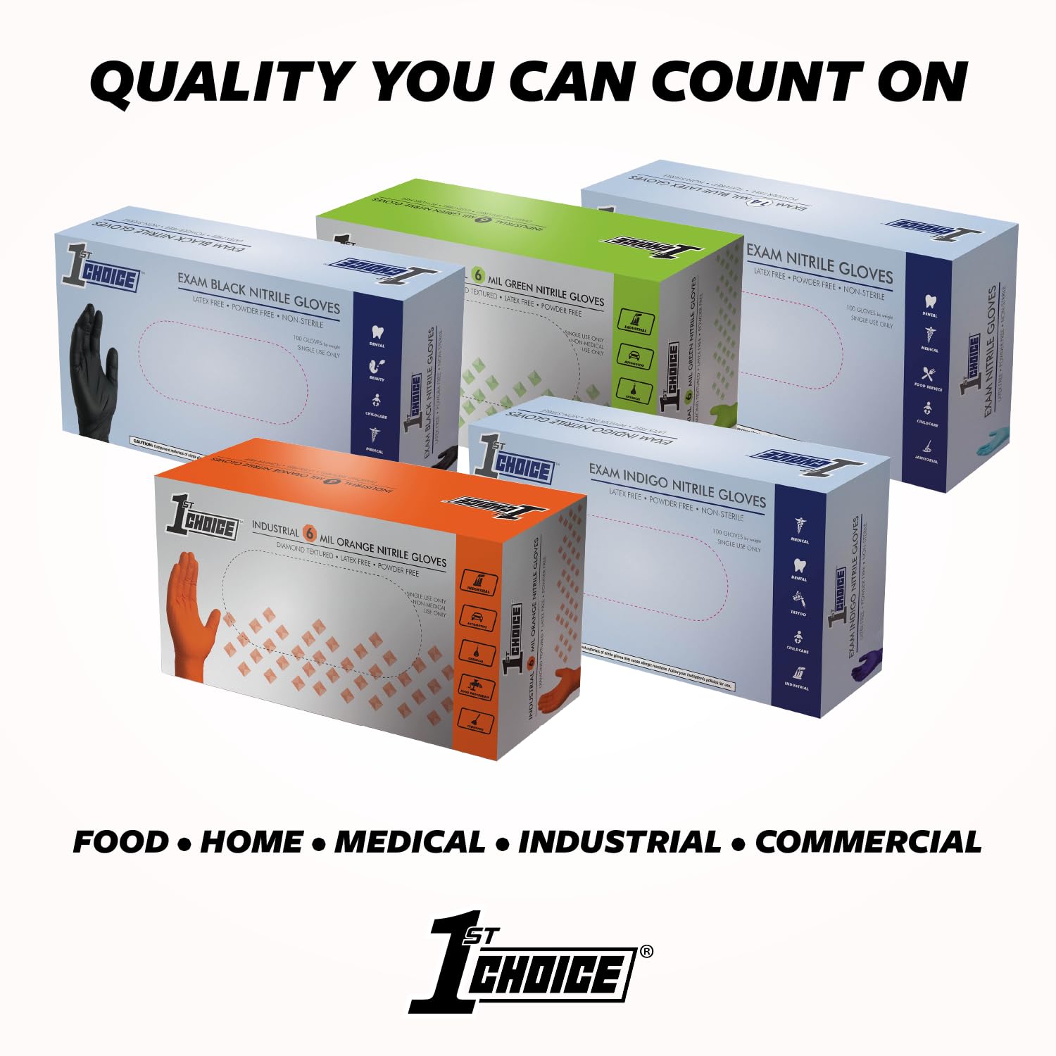 1st Choice Nitrile Disposable Gloves, 3 Mil Blue Nitrile Gloves Disposable Latex Free - Exam Gloves Large, Box of 100