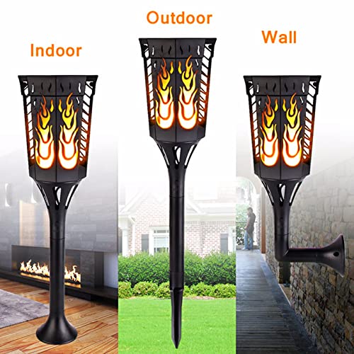 96LED 4 Ways LED Solar Flame Lamp Outdoor Waterproof Landscape Lawn Lamp Dancing Flicker Lights for Home Garden Decor Four Installation Modes