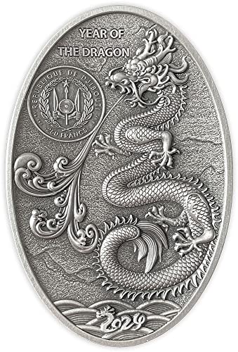 2024 DE Modern Commemorative PowerCoin Dragon Egg 3d Shaped 5 Oz Silver Coin 250 Francs Djibouti 2024 Antique Finish