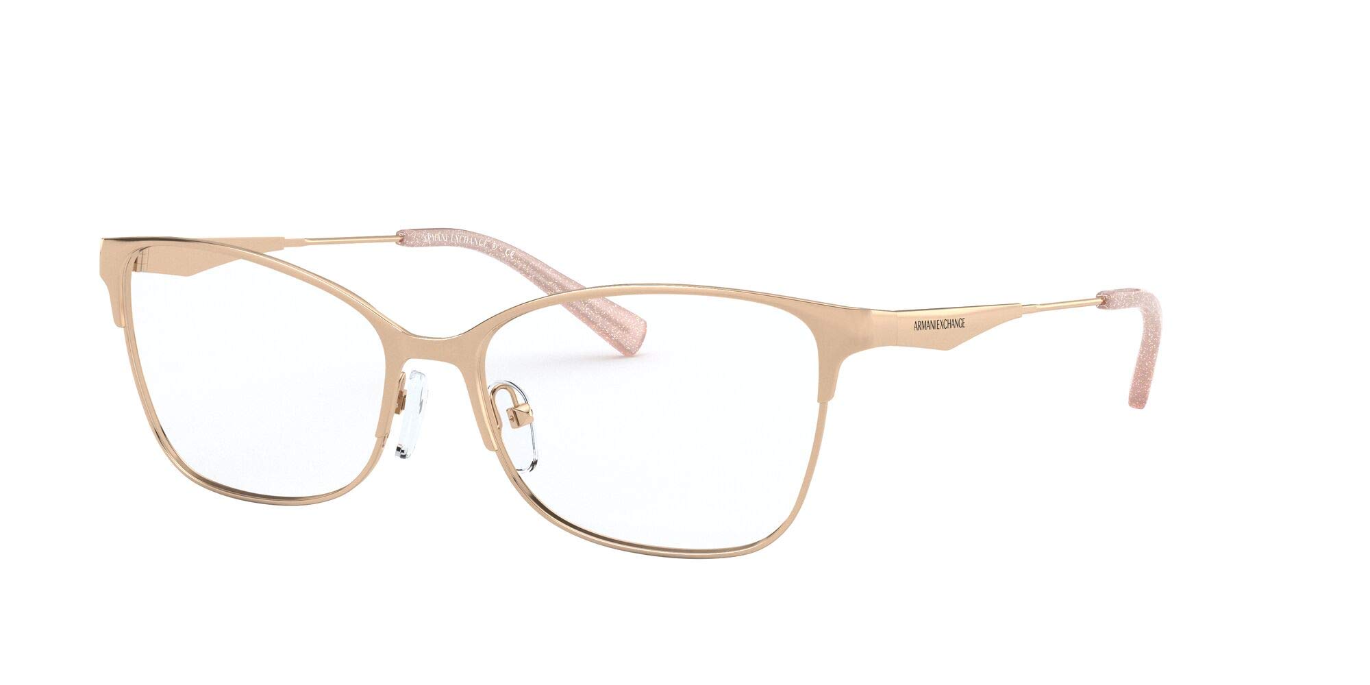 A|X ARMANI EXCHANGE Women's AX1040 Cat Eye Prescription Eyewear Frames, Shiny Rose Gold/Demo Lens, 54 mm