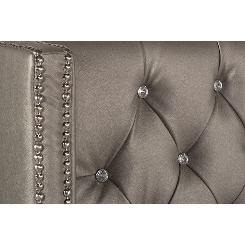Atlin Designs Modern Faux Leather Upholstered King Panel Bed in Gray