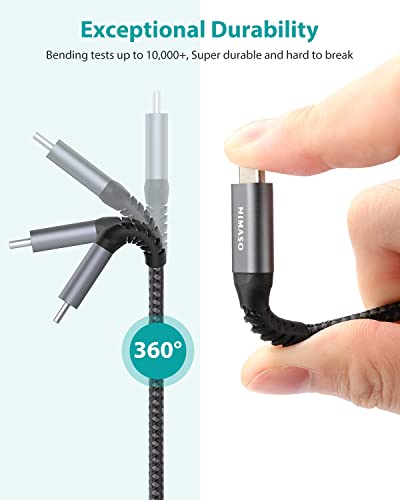 2-Pack USB C to USB C Cable (6.6FT + 6.6FT), NIMASO Nylon USB 2.0 Type C 60W 3A Charging Cable for iPad Mini 6, iPad Pro 2020, iPad Air 4, MacBook, Samsung, Switch, Pixel, LG (Grey)