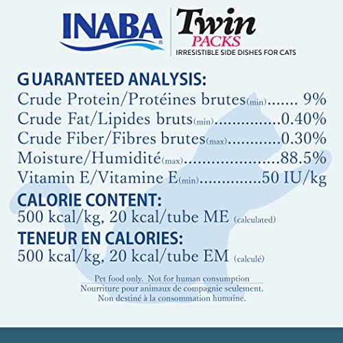 INABA Twin Packs for Cats, Grain-Free Shredded Chicken & Broth Gelée Side Dish/Topper Pouch, 1.4 Ounces per Serving, 22.4 Ounces Total (16 Servings), Tuna & Chicken Recipe in Tuna Broth
