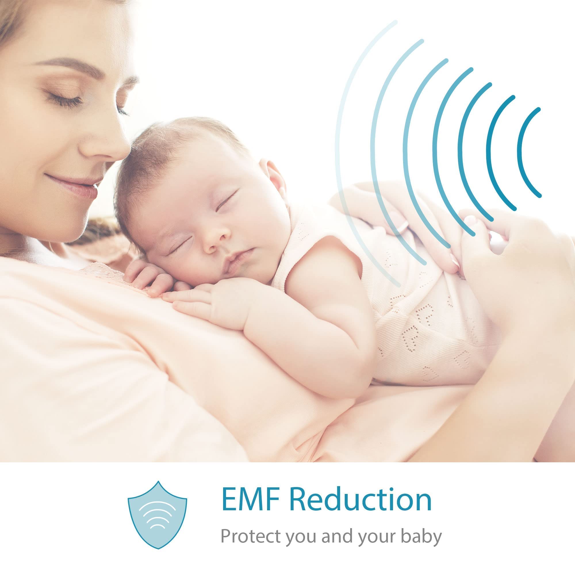 Low EMF Long Range 5" HD Baby Monitor with Camera and Audio, Auto Noise Reduce, PTZ Camera, Baby Room Temperature Sensor, Auto Night Vision, Lullaby