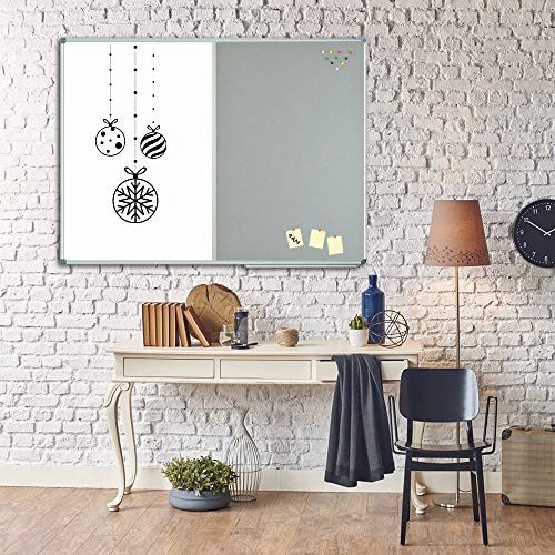 JILoffice Dry Erase Whiteboard / Grey Felt Bulletin Combination Board, Combo Board 48 x 36 Inch, Silver Aluminum Frame Wall Mounted Board for Office Home and School