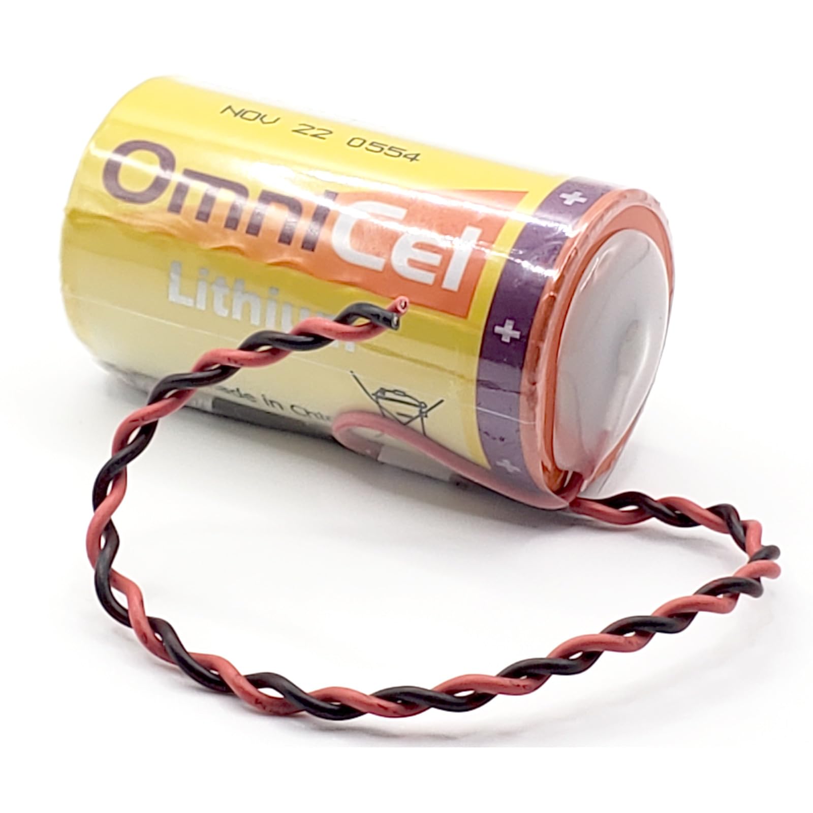 4x OmniCel ER34615 3.6V 19Ah Size D Lithium Battery with Wire Leads For Carbon Monoxide Detectors, Intrusion Sensors, Invisible Fencing, Emergency Backup, Data Collection, AMR Add-ons