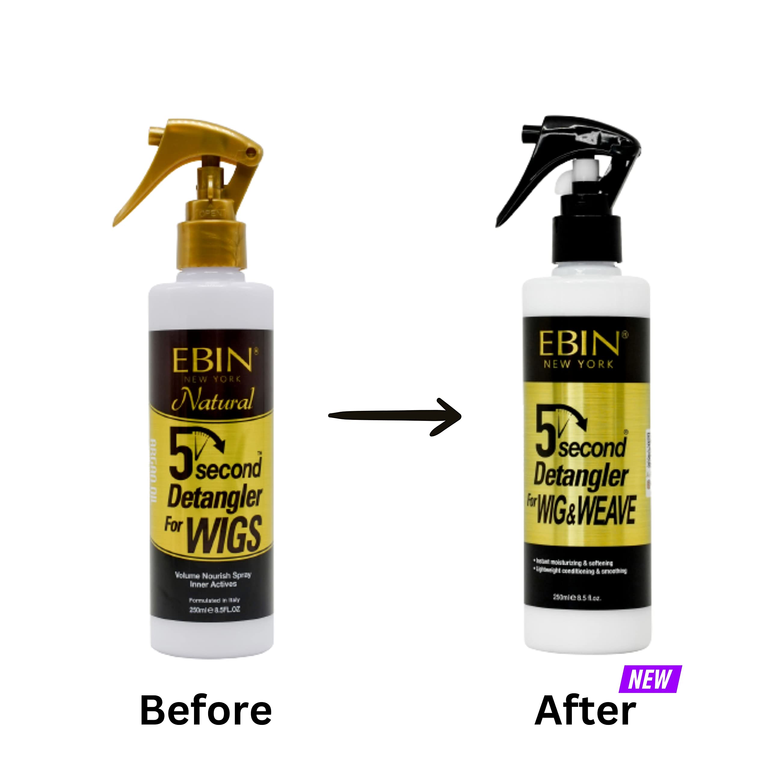 EBIN NEW YORK 5 Second Detangler - Moroccan Argan Oil Infused | Instant Moisture, Lightweight Conditioner | Softens, Smooths & Adds Shine | Wig & Weave Care 8.5oz/250ml