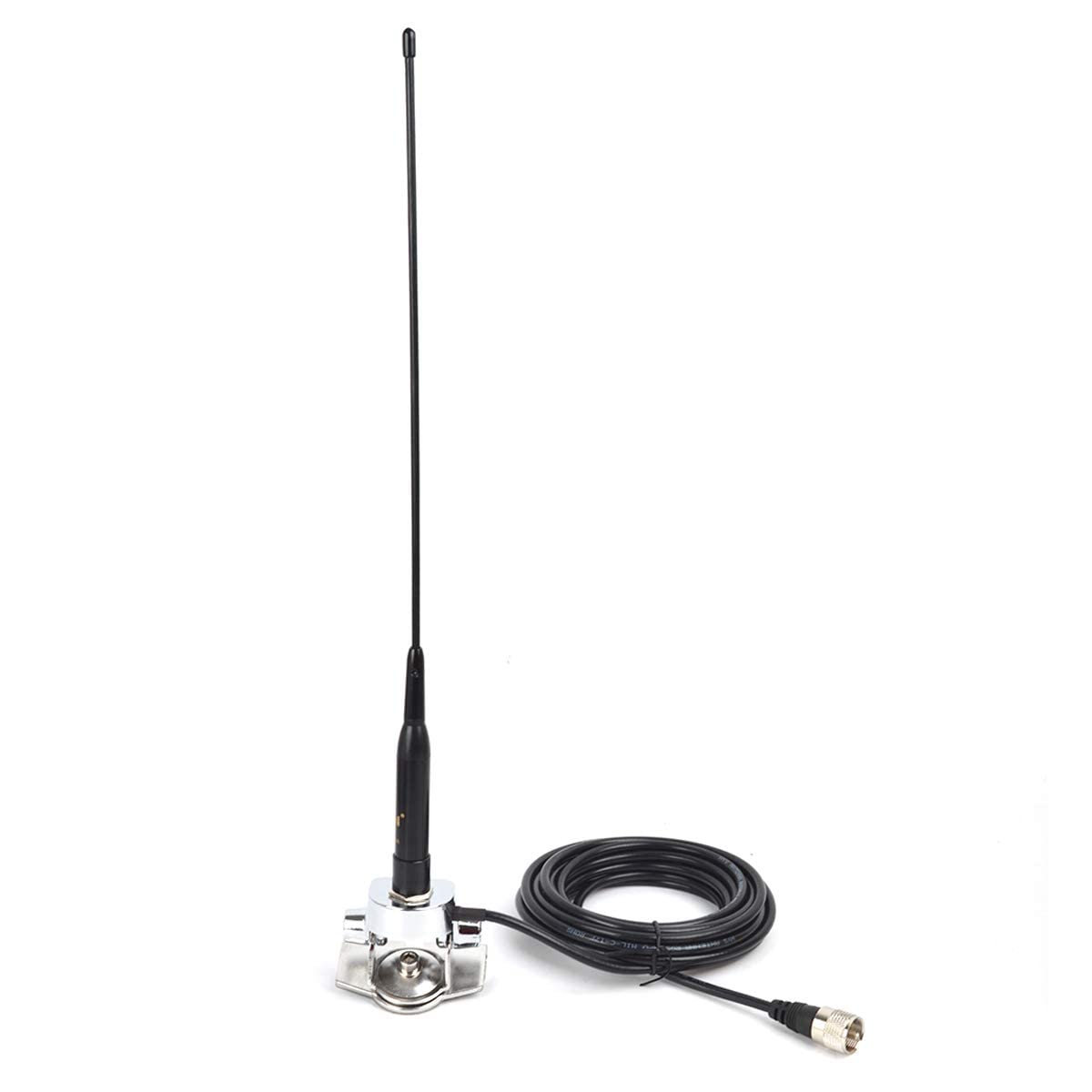 TWAYRDIO Angle Adjustable 180° Radio Antenna Magnetic Mount 4 Inch Base with Stainless Steel Car Clip Antenna Mount Trunk Lid Hatchback Mount Bracket and SO239 to PL-259 16.4ft RG-58 Coaxial Cable