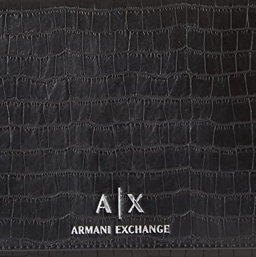 A|X Armani Exchange Women's Flap Top Handle Medium Crossbody Bag, Black, OS