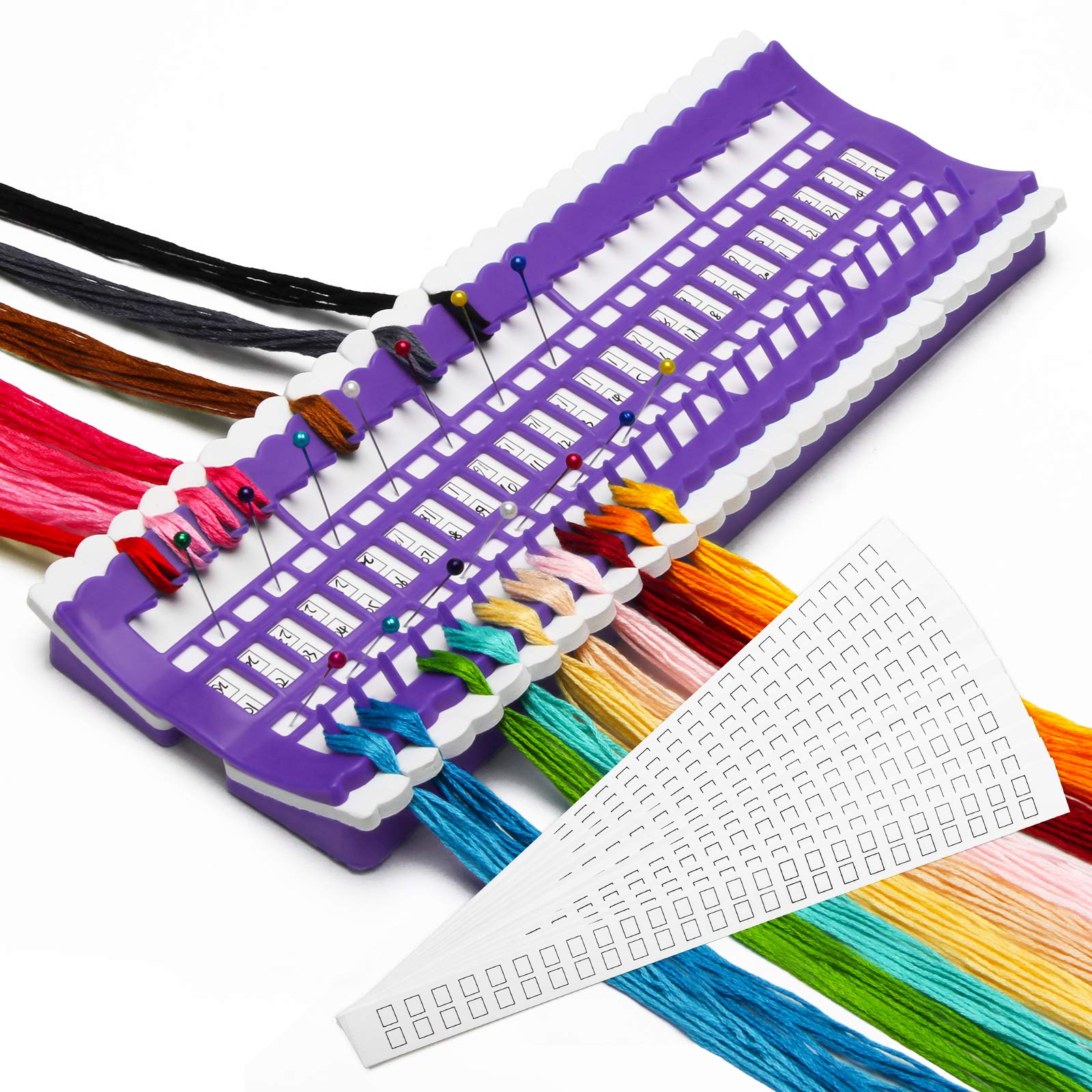 50 Positions Floss Organizer Embroidery Shelf, Luxiv Thread Organizers for Cross Stitch Embroidery Thread Holder with 15Pcs Replaceable Paper Card Sewing Needle, Embroidery Floss Organizer