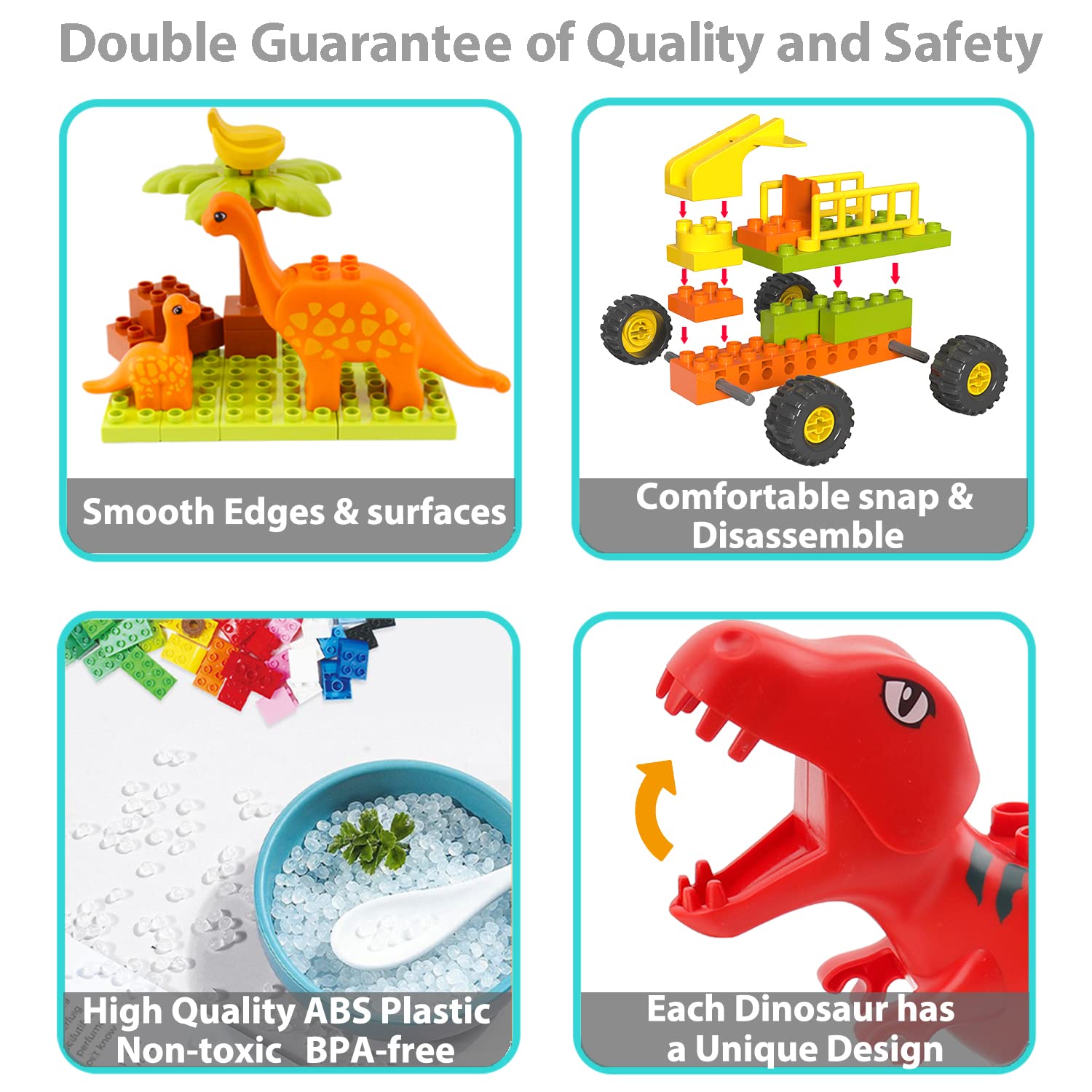 Anpcso Kids Toys for 2 3 4 5 6 7+ Year Old Boys Toddlers Classic Brick Set, Dinosaurs, Car, Figures, Build, Learn and Play, Educational Interactive Creative DIY Toy Compatible with All Major Brands