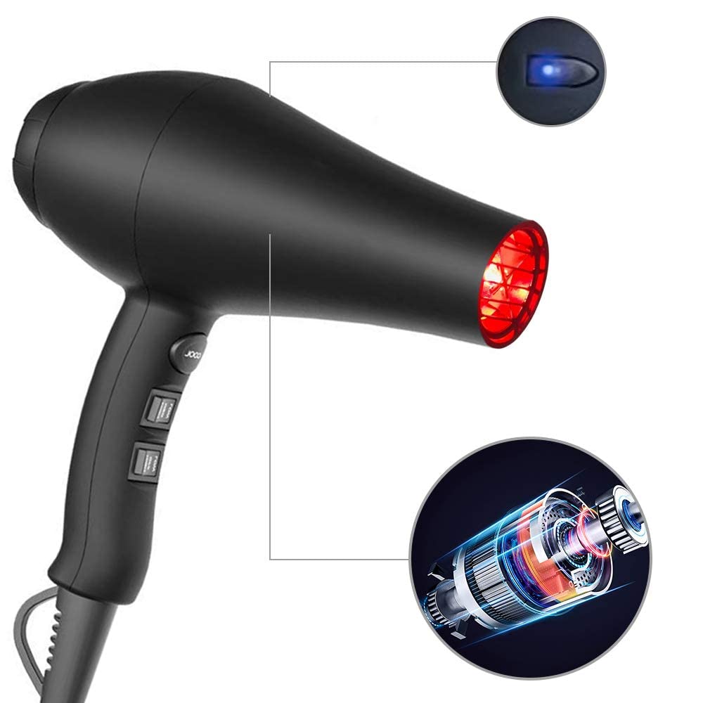 1875W Ionic Hair Dryer with Diffuser, Professional Powerful Fast Dry Blow Dryer with Concentrator Attachments, Adjustable 3 Heat & 2 Speed