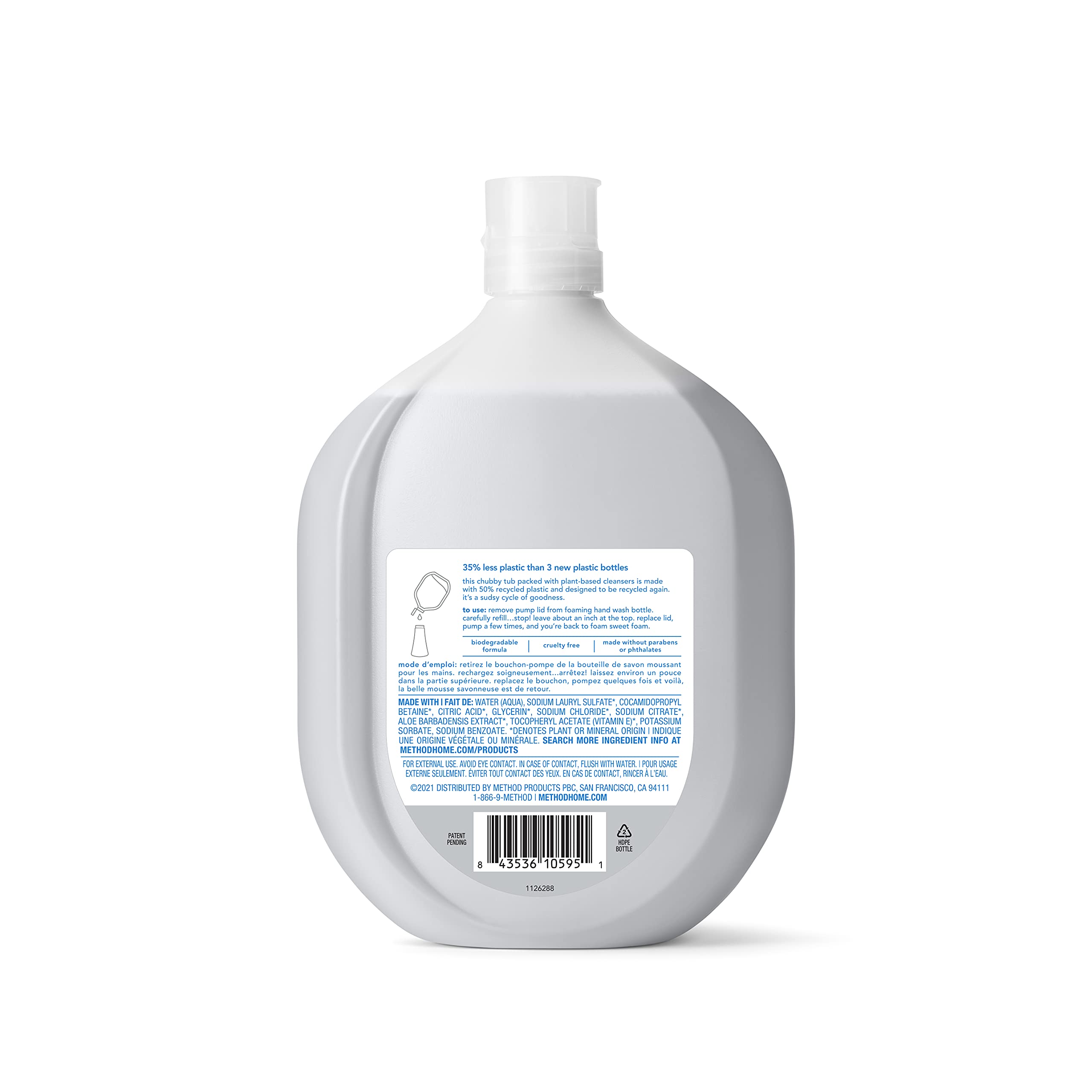 Method Foaming Hand Soap Refill, Free + Clear Recyclable Bottle, 28 oz, 4 pack