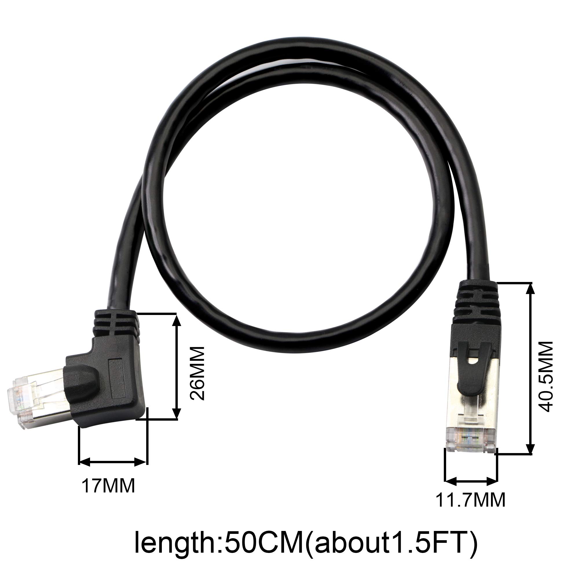 Cat5 Ethernet Cable,RJ45 Male to Male 90 Degree Internet Network LAN Cable Patch Cord for PC, Router, Modem, Printer, Xbox, PS4-1.5FT (Angle Right)