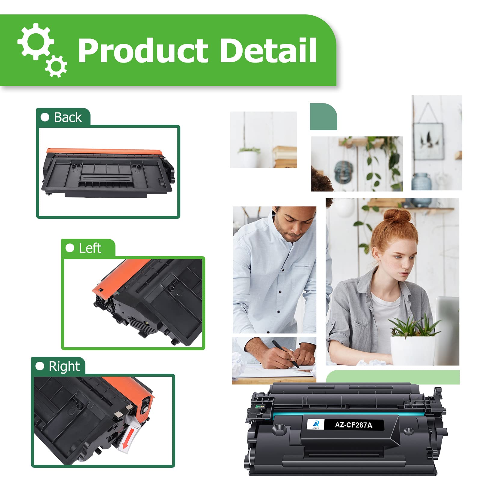 Aztech Compatible Toner Cartridge Replacement for HP 87A CF287A 87X CF287X Enterprise M506 M506dn M506n M506x Pro M501 M501dn M527 M527dn Printer (Black, 2-Pack)