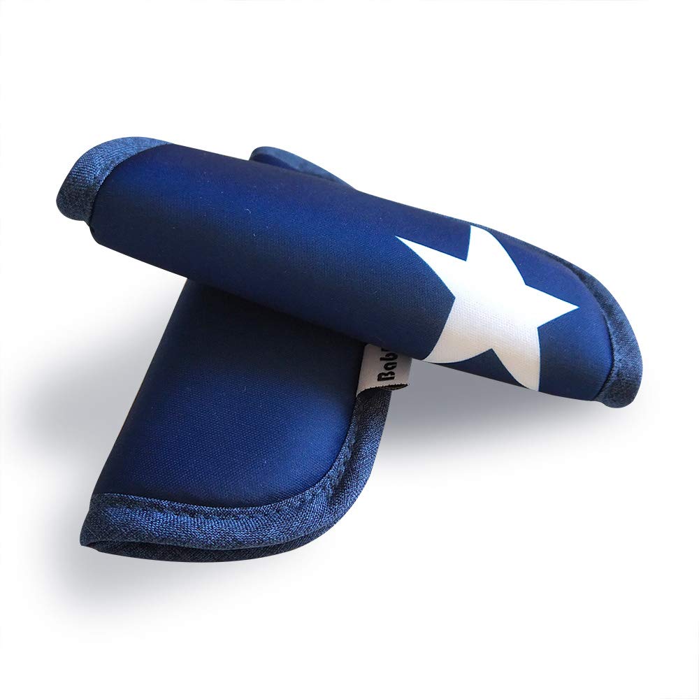 2 Piece Baby Stroller Strap Covers Universal Reversible Car Seat Soft Seat Belt Cushion Pad for Newborns Infants Kids (Blue)