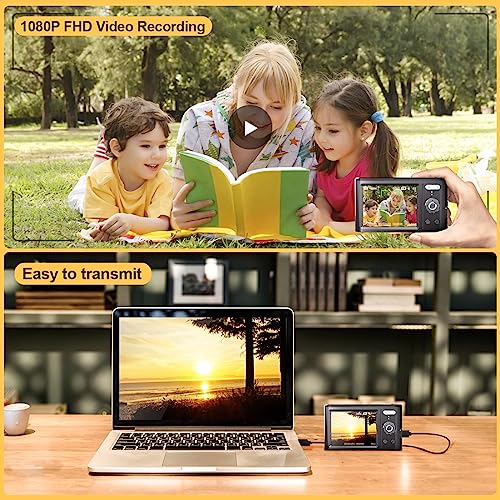 4K Compact Digital Camera for Photography and Video 4K 48MP Vlogging Camera for YouTube with 3โ FHD Screen 18X Digital Zoom Point and Shoot Camera Mini Travel Camera with 32GB SD Card, 2 Batteries
