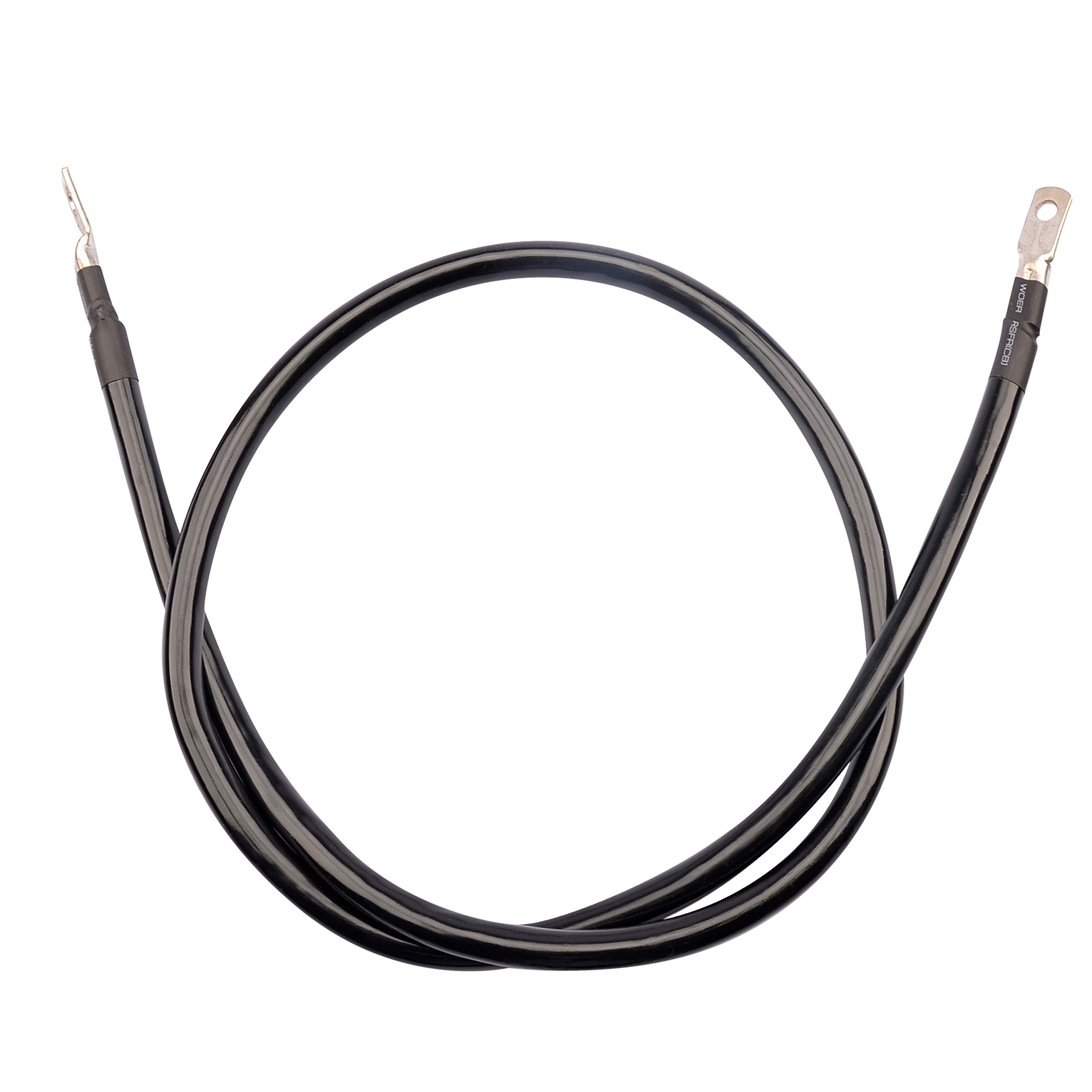2 AWG Gauge Red + Black Pure Copper Battery Inverter Cables Solar, RV, Car, Boat 4ft 3/8 + 5/16 in Lugs