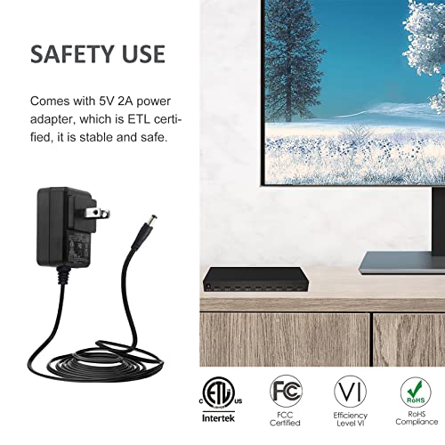 1x8 HDMI Splitter by Anlink-1 in 8 Out,Premium Quality Ultra HD 4K 60HZ 2.0 1x8 HDMI Splitter High Resolutions Up to 4Kx2K&3D,Supports EDID and HDCP Control - Adapter Included
