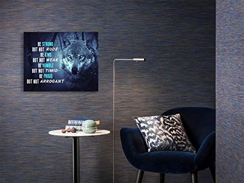Motivational Wall Art Inspirational Quotes Office Canvas Poster Print Framed Artwork Mindset Like A Wolf Home Decor for Living Room Bathroom Decoration 16x20inch