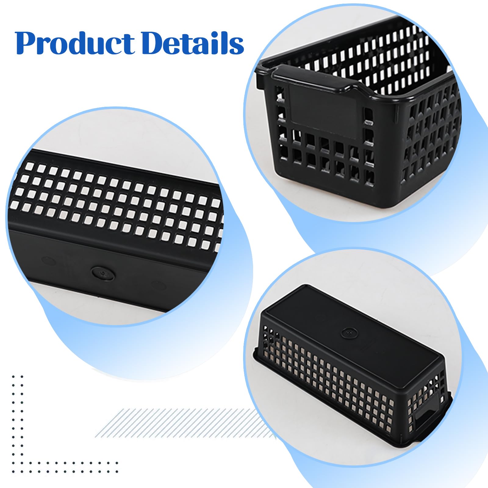 Hayixia Black Small Organizing Basket Bin, Slim Plastic Stroage Basket for Desktop, Set of 12
