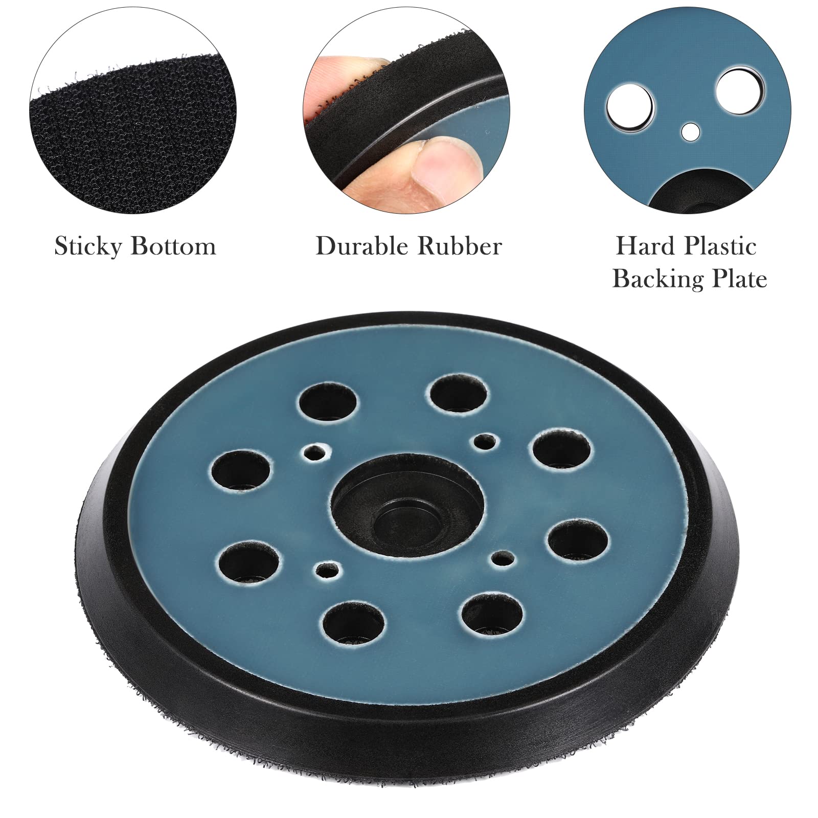 2 Pieces 4.7 Inch 8 Hole Hook and Loop Orbital Sander Replacement Pad Backing Pad