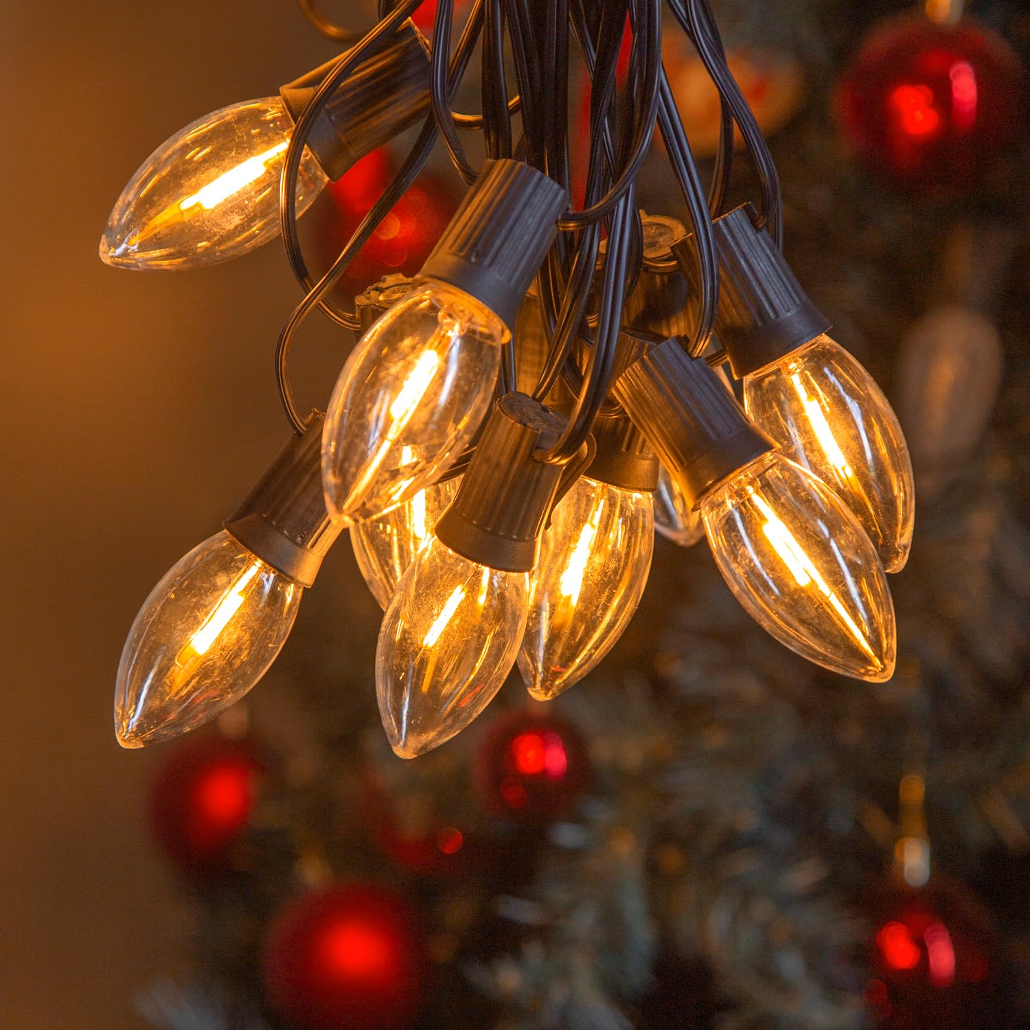 25 PACK C9 LED Christmas Light Bulb, C9 LED Replacement Bulb for Christmas String Lights, E17 Intermediate Base, 2200K Warm White, Commercial Grade Holiday Clear Plastic Bulbs Dimmable Shatterproof