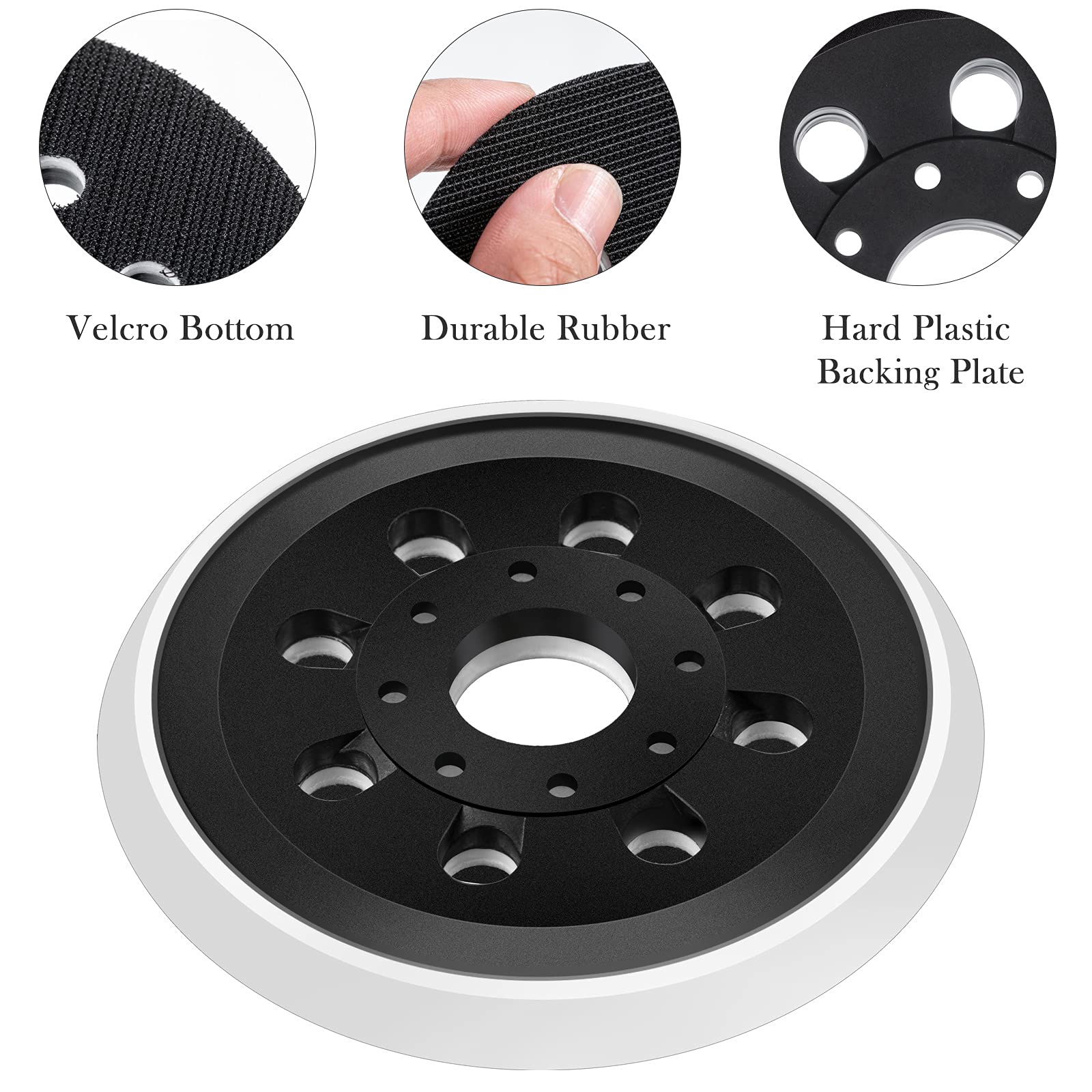 2 Pieces 5 Inch 8 Hole Hook and Loop Orbital Sander Replacement Pad Backing Pad Compatible with Bosch ROS20, ROSVS, ROSVSK, ROS10