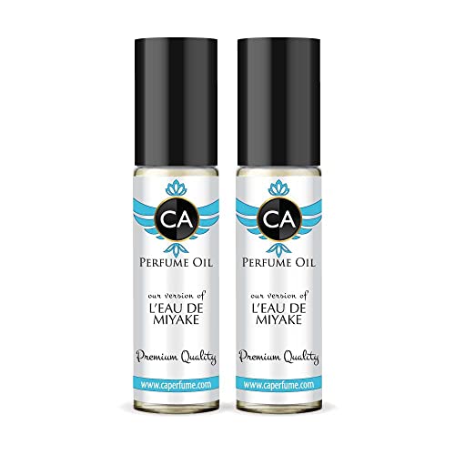 CA Perfume Impression of L'eau De Miyake For Men Replica Fragrance Body Oil Dupes Alcohol-Free Essential Aromatherapy Sample Travel Size Concentrated Long Lasting Attar Roll-On 0.3 Fl Oz-X2