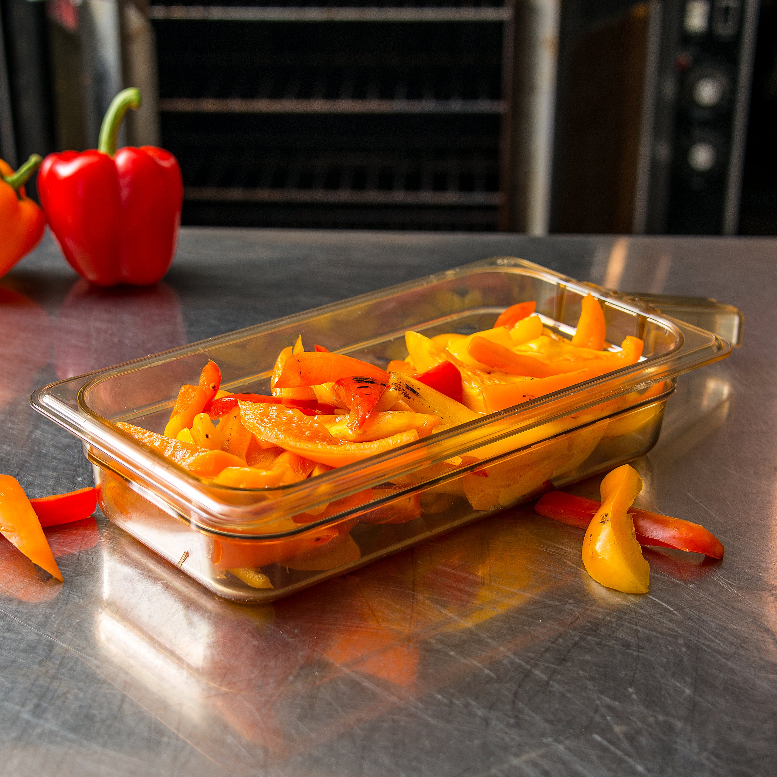 Carlisle FoodService Products 30860H13 StorPlus High Heat Food Pan with 1 Handle, 2.5" Deep, Third Size, Amber