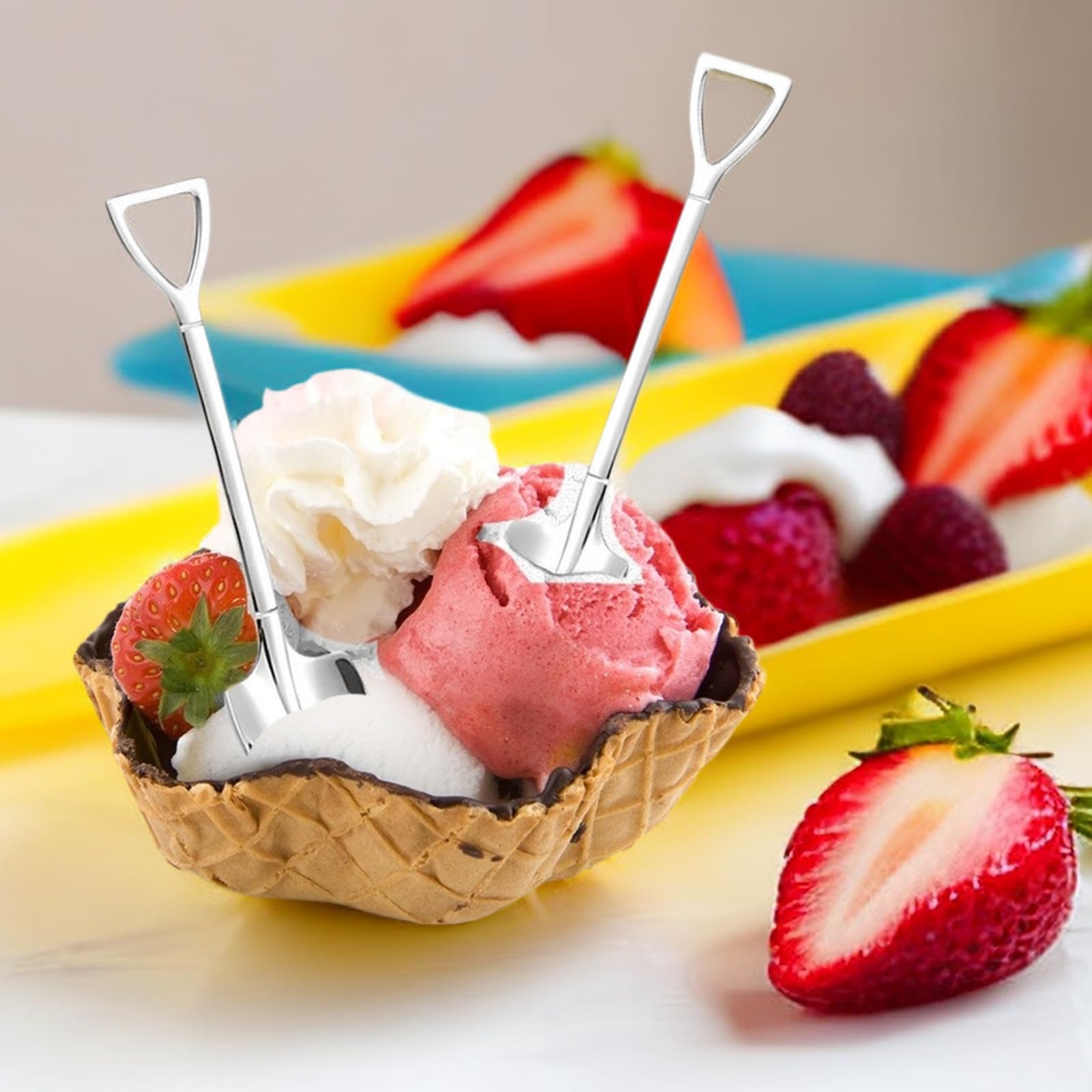 25 Pack Shovel Shape Demitasse Espresso Spoons, Stainless Steel Coffee Ice Cream Dessert Spoons for Home and Party