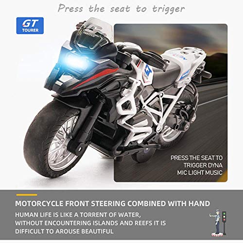 Gilumza Pull Back Motorcycle Toys with Music Lighting, Motorcycles Toy for Boys Kids Christmas Birthday Age 3 4 5 6 7 8 Year Old (Blue)