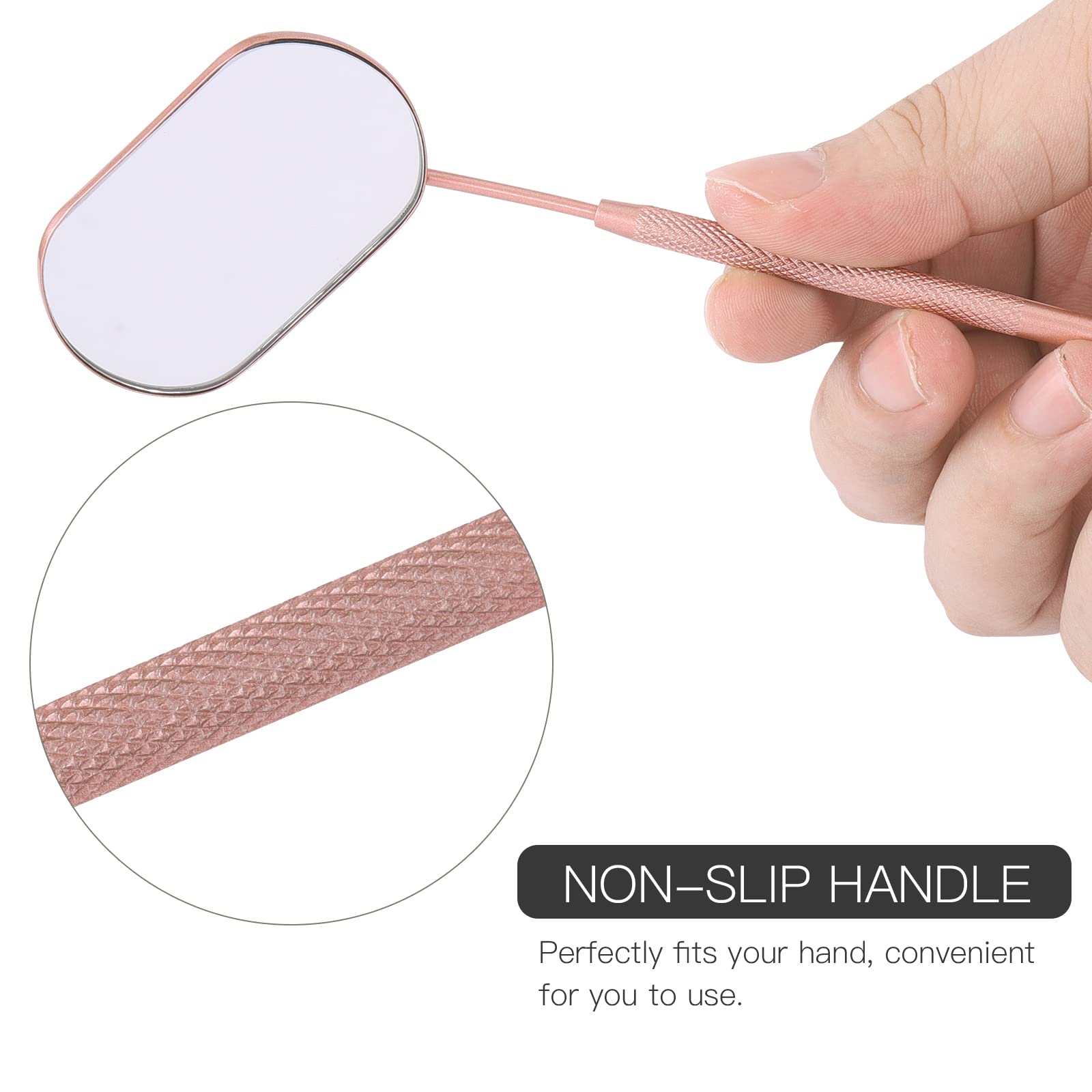 Pretty memory Lash Mirror, 2.2Inches Stainless Steel Makeup Eyelash Mirror, Eyelash Extensions Accessories Supplies, Lash Tech Must Haves (Rose Gold)