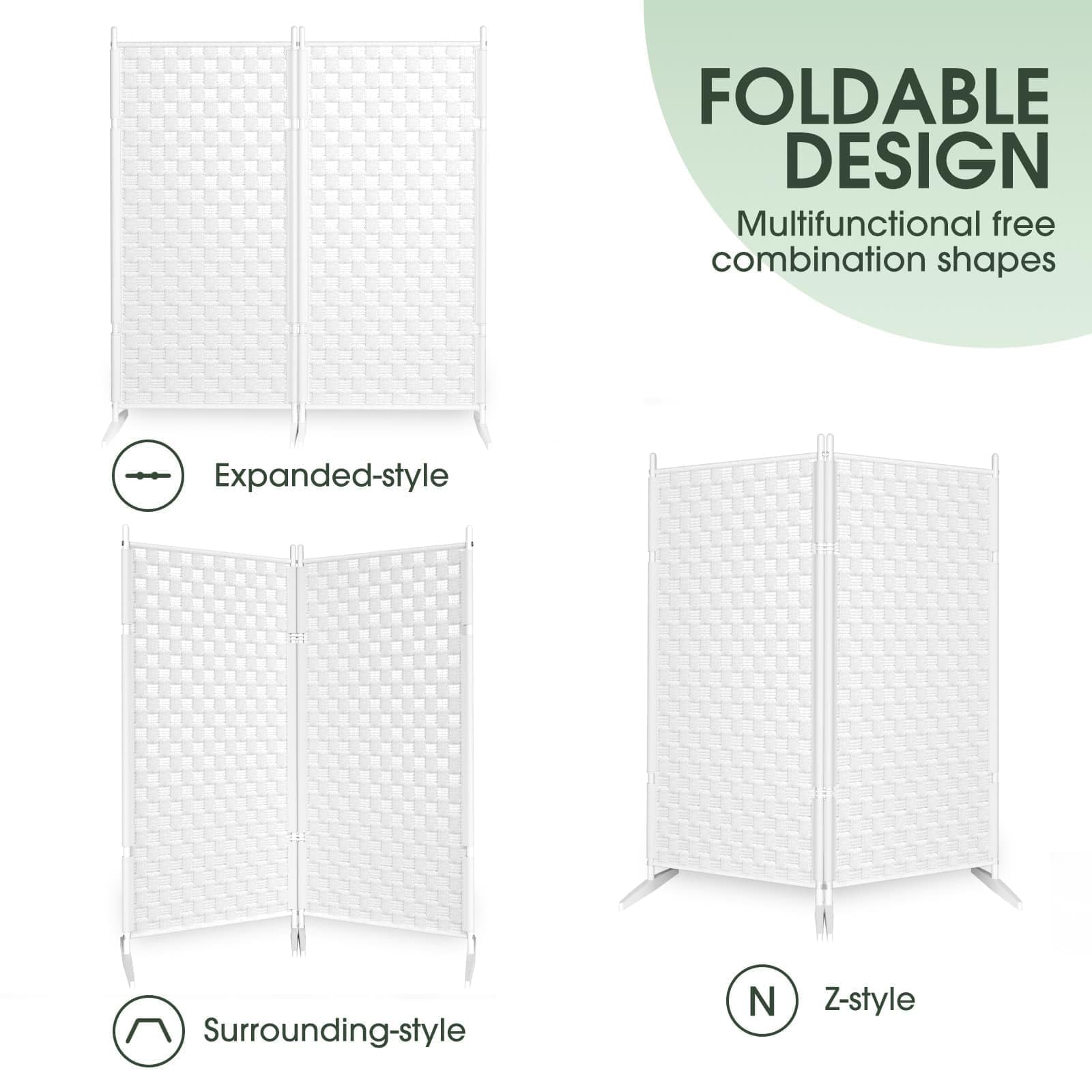 2 Panel Room Divider for Room Separation White Wall Dividers for Rooms Small Folding Privacy Screens Indoor Partitions and Deviders Freestanding Portable Changing Separtion Space Partition Screen