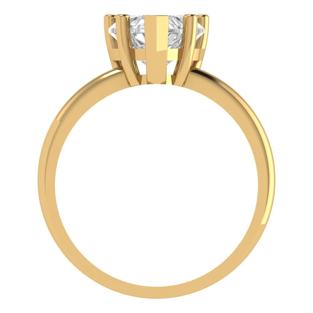 2.0 Ct Brilliant Heart Cut Clear Simulated Diamond 14K Yellow Gold Solitaire Engagement Promise Bridal Ring Size 6