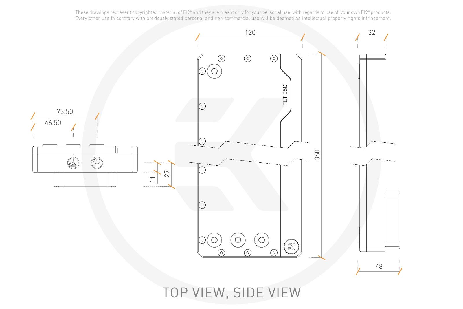 EKWB EK-Quantum Kinetic FLT 360 Reservoir with D5/DDC Body, D-RGB, Pump Not Included, Plexi